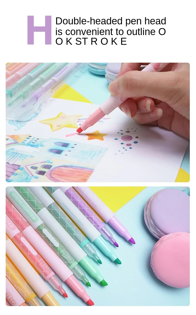 Creative Double-Headed Highlighter Set for Art & School