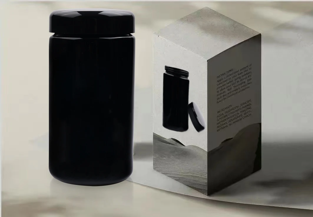 Antiseptic 50 Ml Herb Smell Proof Uv Glass Jar With Black Lid Spice ...