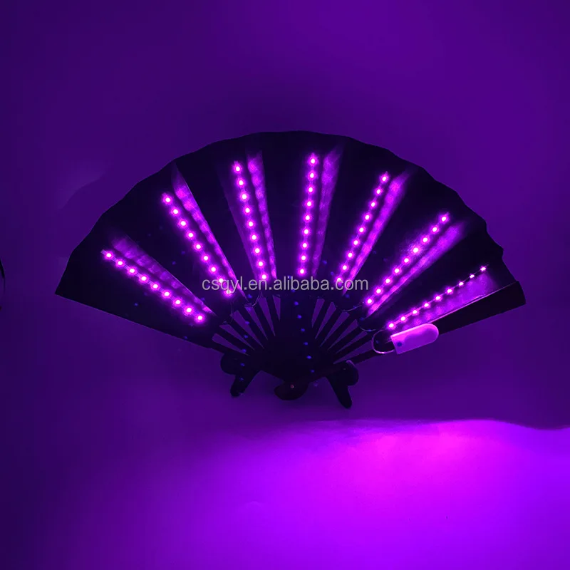 33cm LED Hand Fans - Elegant Bamboo with Customizable Colors