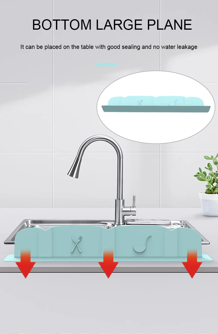 Silicone Sink Water Splash Guard With Strong Suction Cup For Kitchen ...