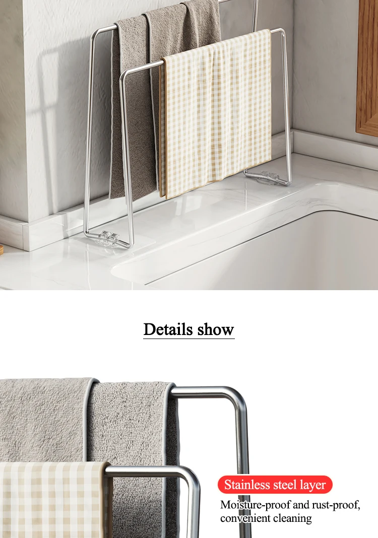 Stainless Steel Storage Holders Rack Kitchen Standing Rag Hanger Pool O ...