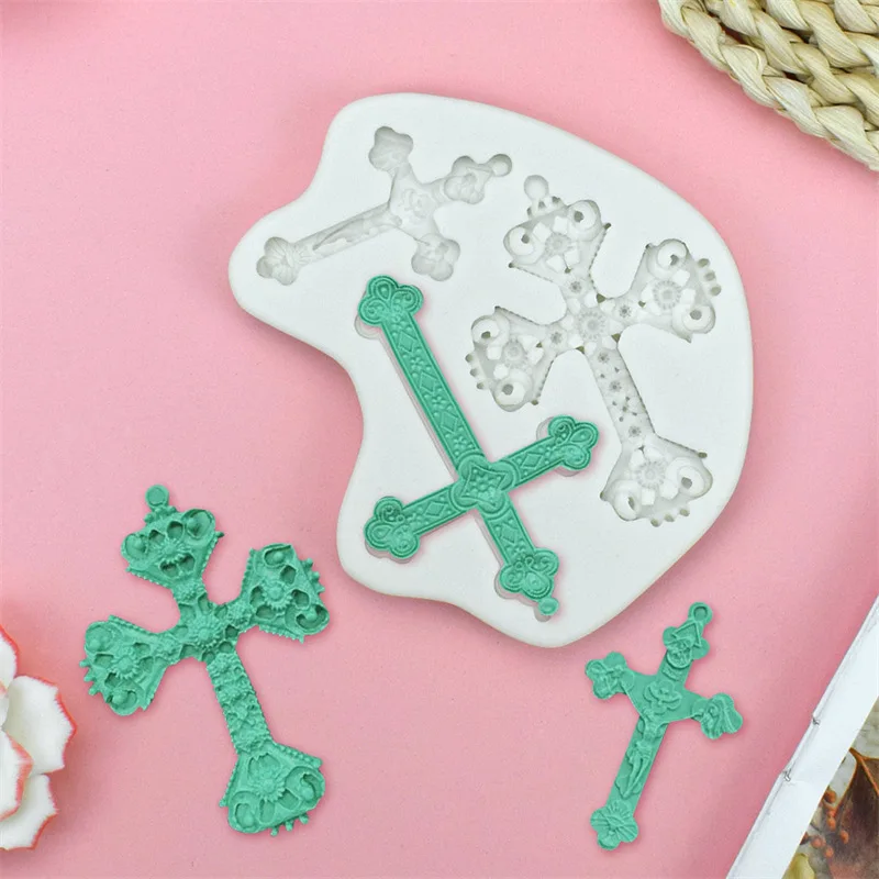 Diy Chocolate Baking Cross Fondant Mold Cake Decorating Retro Cross ...