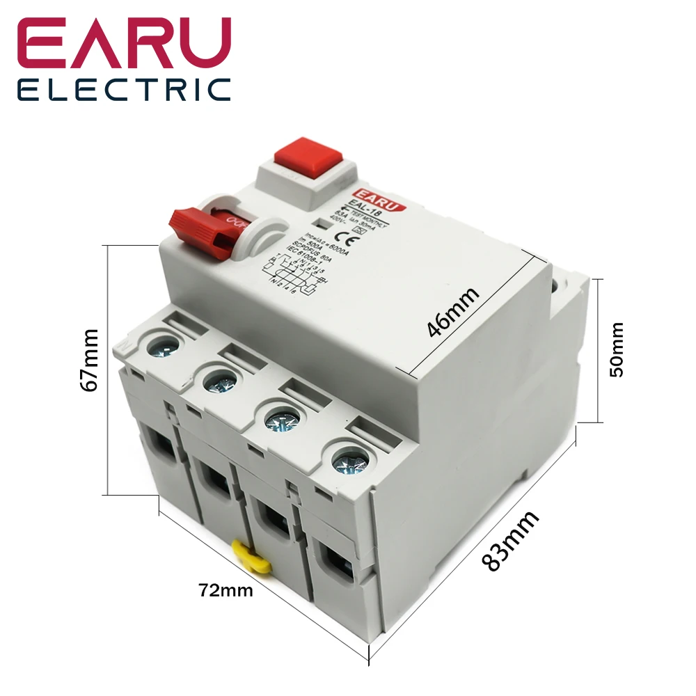 4 Pole 10mA RCCB RCD ELCB Circuit Breaker - Residual Current Device AC ...