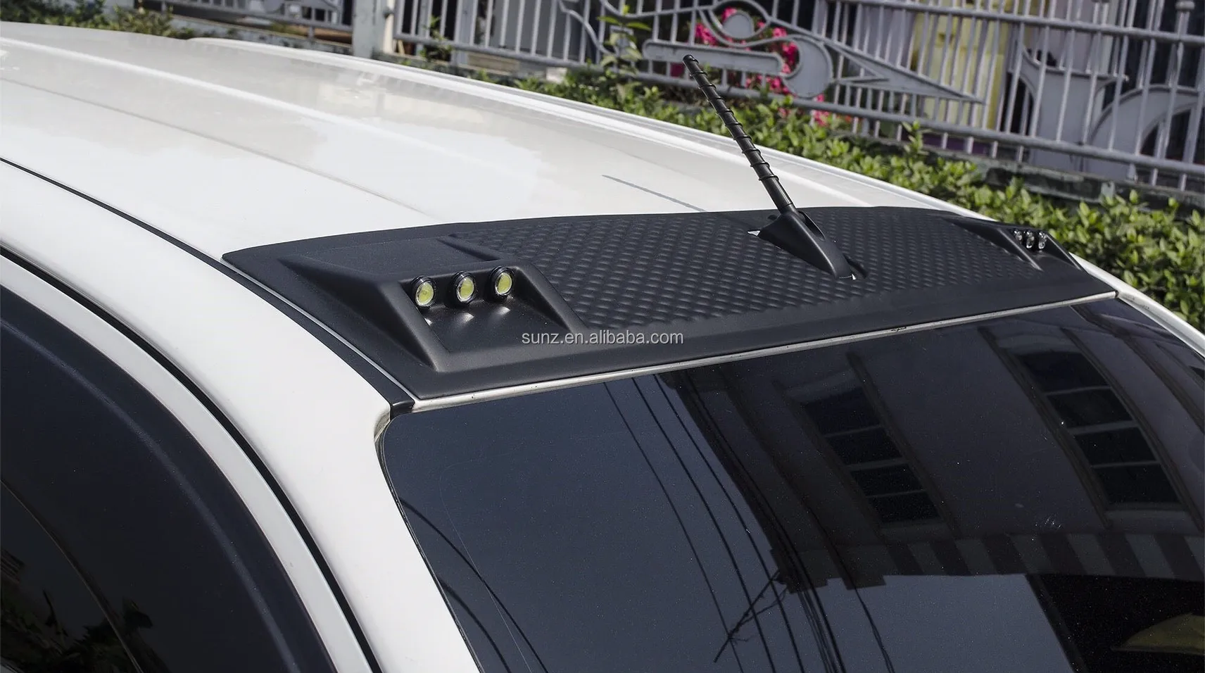 Hilux Revo Front Roof Spoiler with LED Matte Black Trim