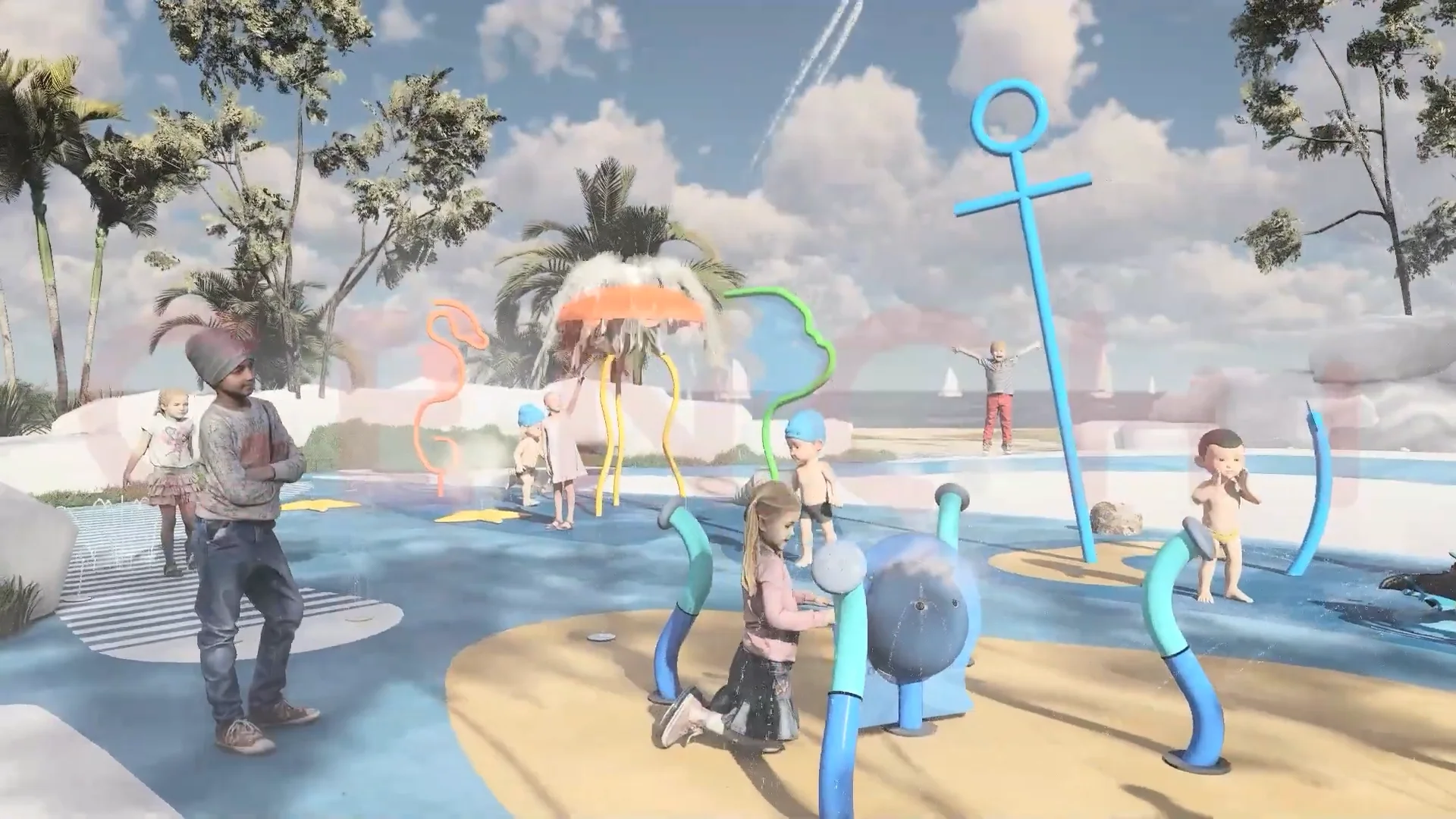 Cenchi Aquatic Center Water Playground Fish Fountain Splashpads Water ...