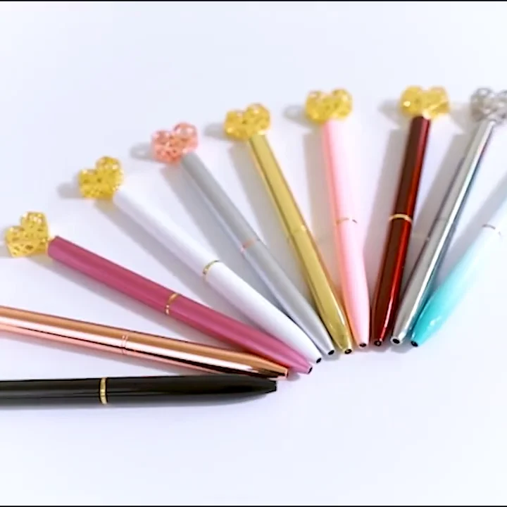 Valentine's Day Heart Gel Pens 1.0 Mm Black Ink Cute Metal Ballpoint ...