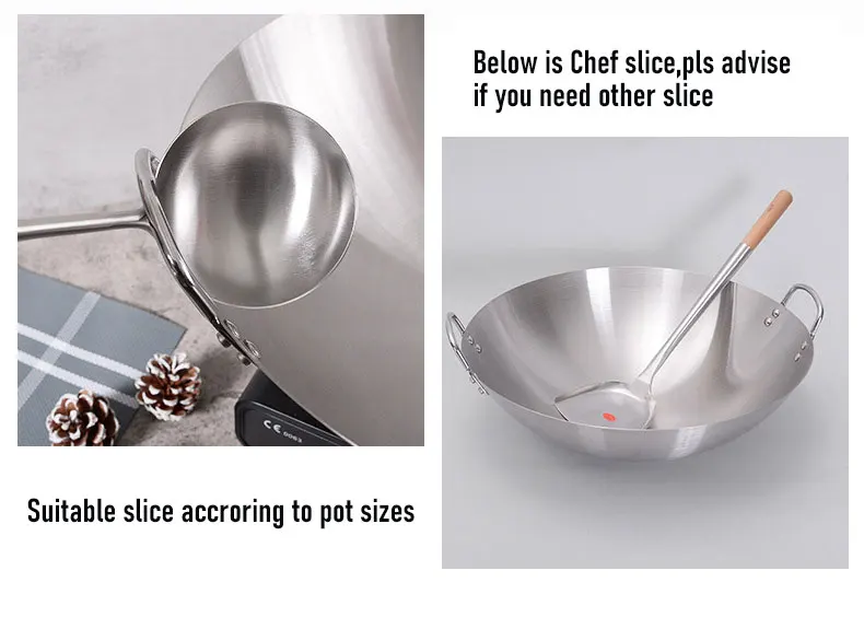 Commercial Large Stainless Steel Wok with Double-Ear for Gas Stoves ...