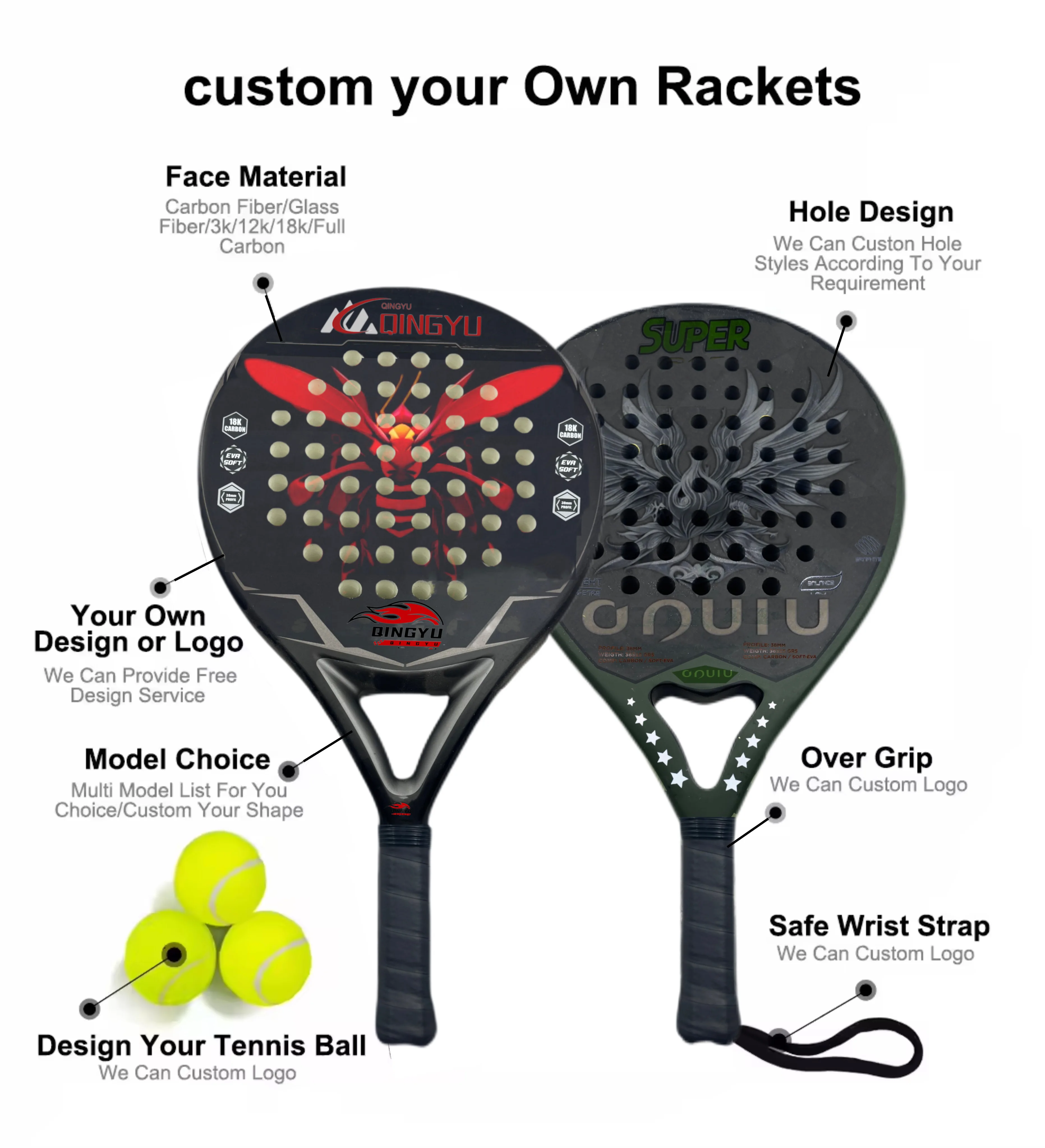 Alibaba.com: Customizable Pro Padel Racquet, Diamond Shape, Glass Fiber ...