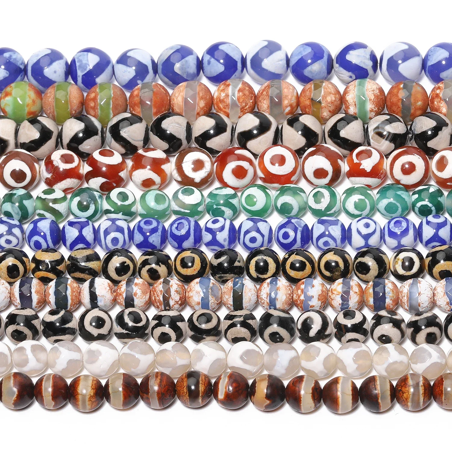 8-10mm Red Tibetan Dzi Beads Natural Agate Stone Prayer Mystical ...