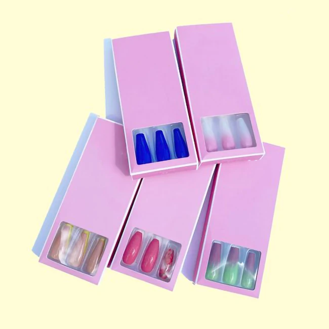 Alibaba.com: Custom Printed Clear Top Pink Nail Boxes for Press Ons ...