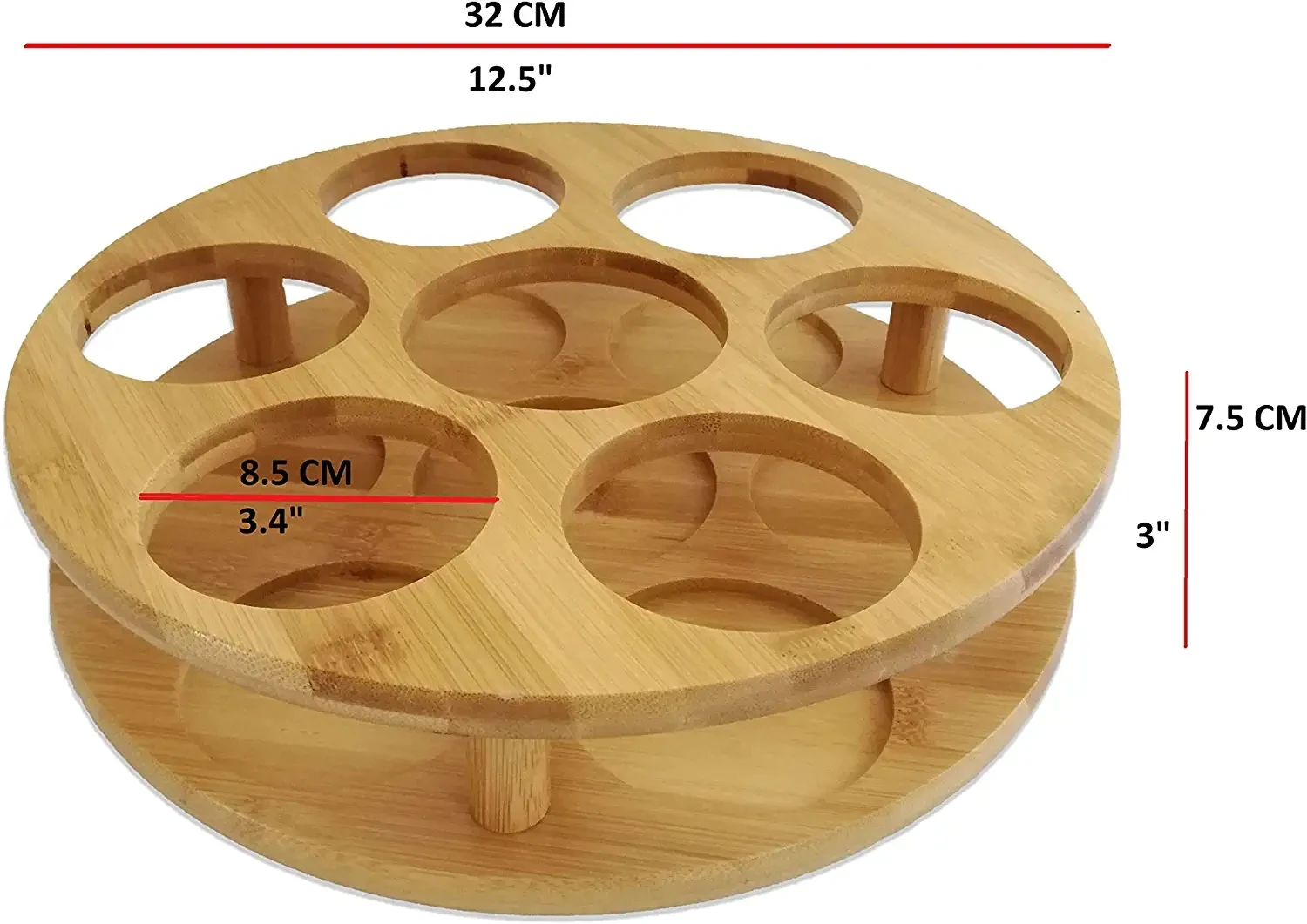 Bamboo Countertop Lazy Susan Wine Bottle Holder Stand Rotating Seasonal ...