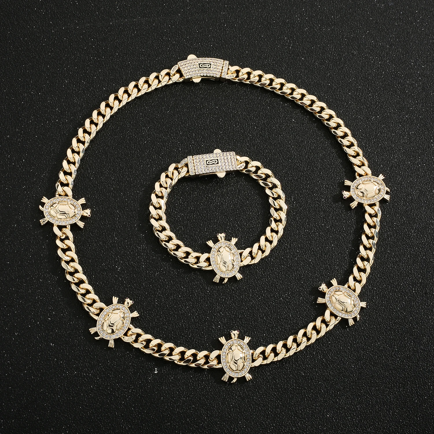 Hm435 Fashion Jewelry Hip Hop Turtle Jewelry Set 14k Gold Plated Copper ...