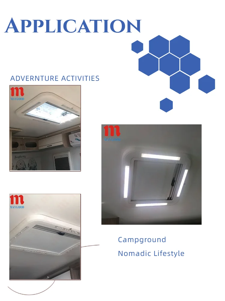 MAYGOOD Round Corner RV Skylight Aluminum Escaped Window Sunroof with ...
