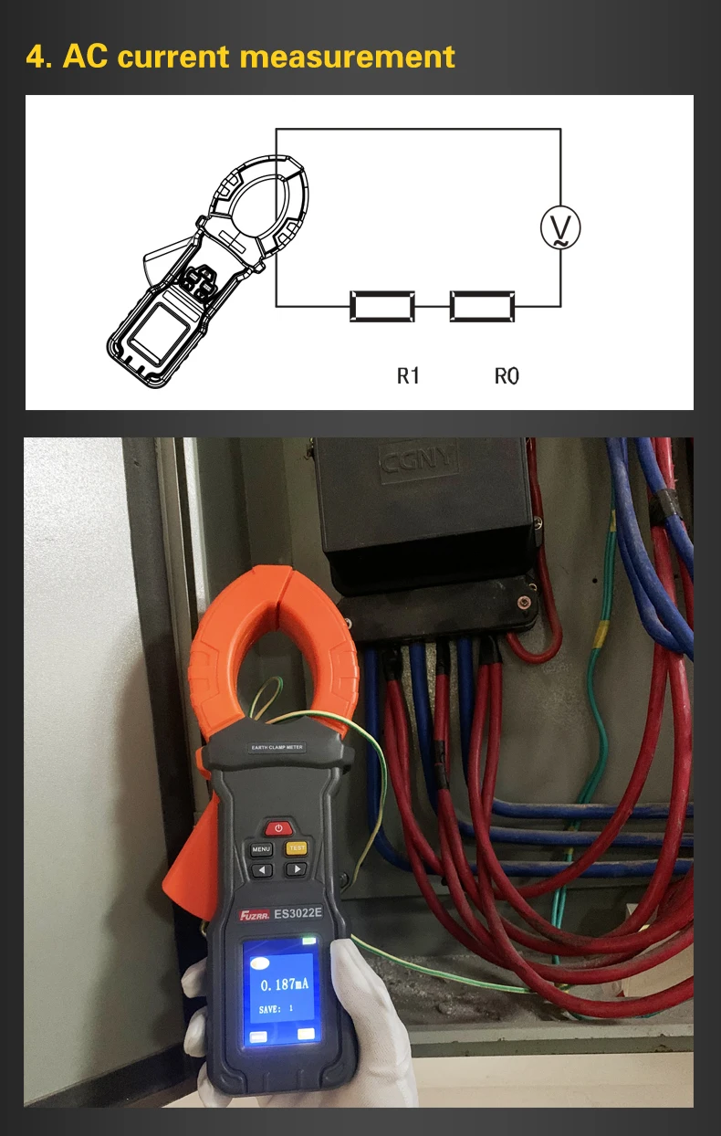 FUZRR ES3022E Soil Resistivity 9999 Kohm Voltage 600V Current 60A Clamp ...