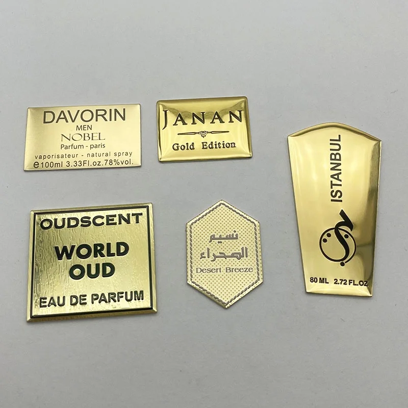 Custom OEM Design Metal Nameplate Waterproof Permanent Golden Labels ...