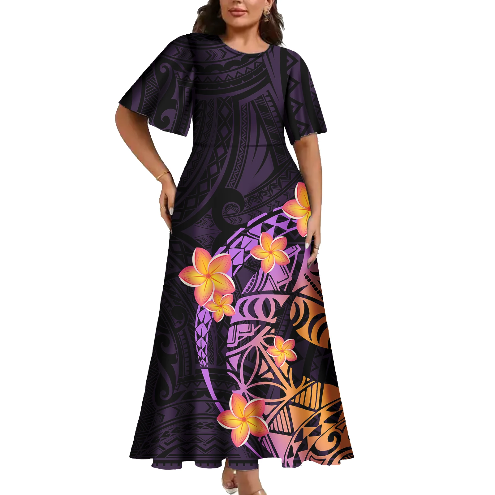 Polynesian Clothing Traditional Samoan Tapa Flower Print Design Custom ...
