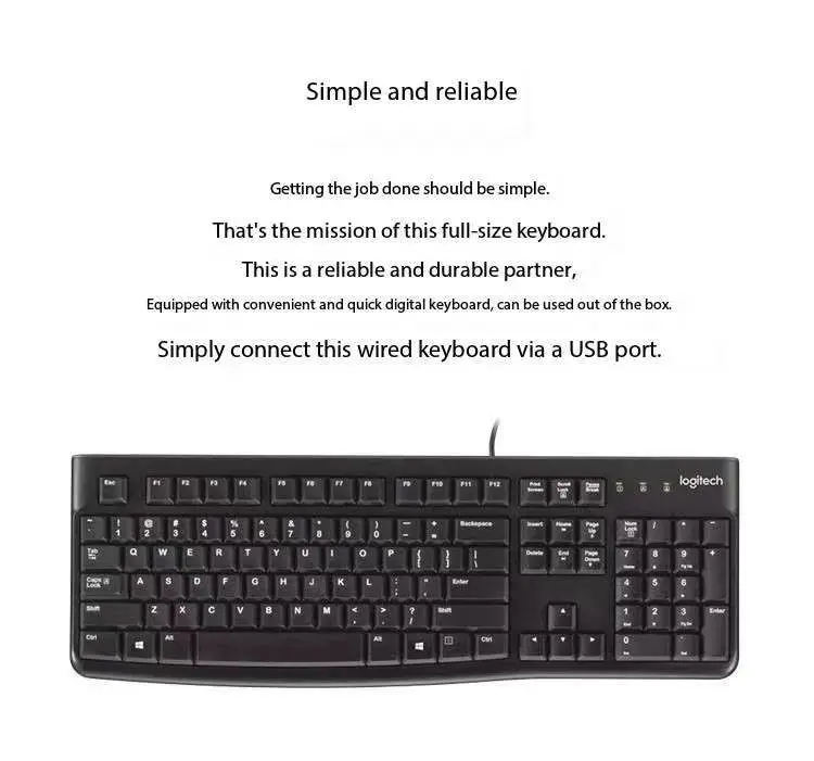 Logitech K120 1.5-meter Splash Proof Design For Comfortable Touch Usb Desktop External Laptop ...