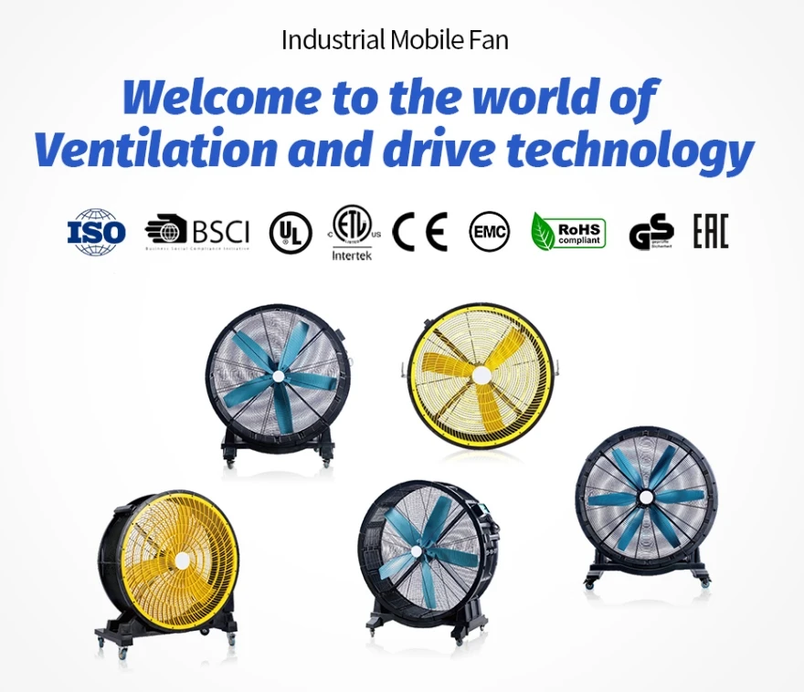 Heavy Duty Industrial Drum Fan Portable Mobile Fan with Plastic Blades ...