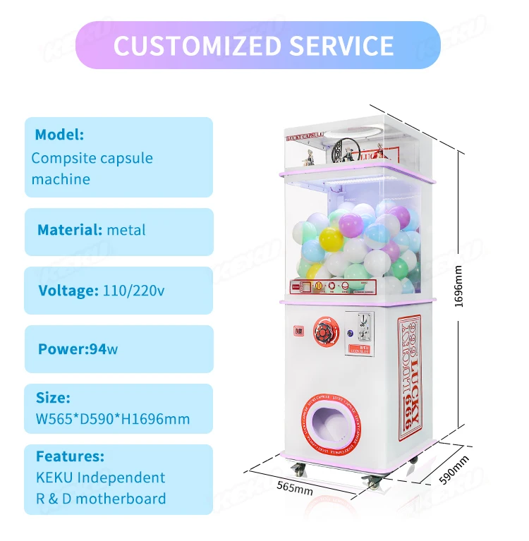 Keku Coin Operated Capsule Amusement Center Toy Vending Machine Custom ...