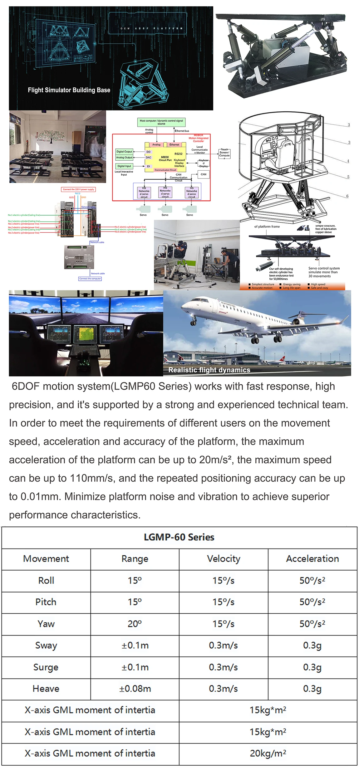 6dof motion platform flight simulator sim racing motion platform ...