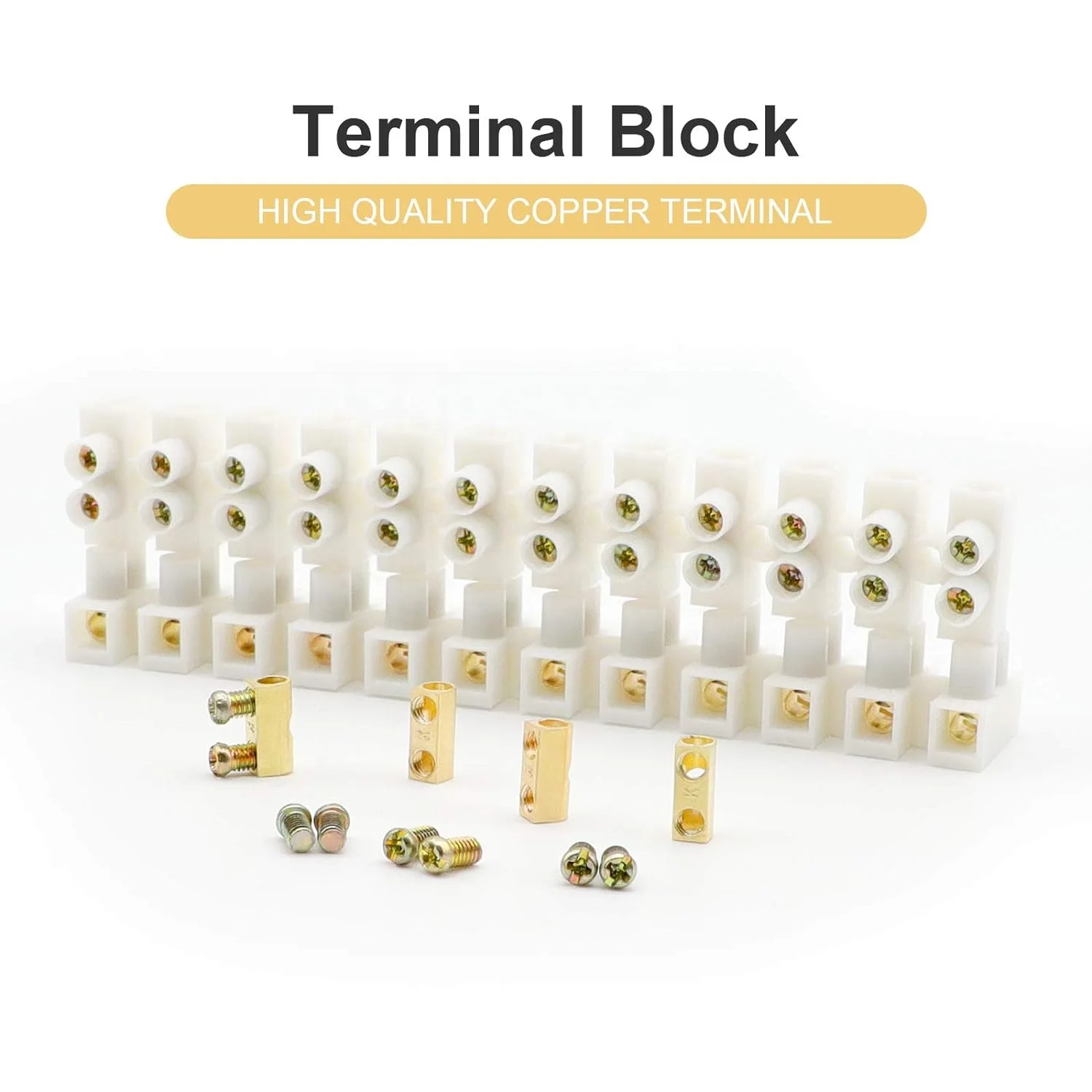 FSCAT White Connector Dual Row Electric Barrier Block 12-Position ...