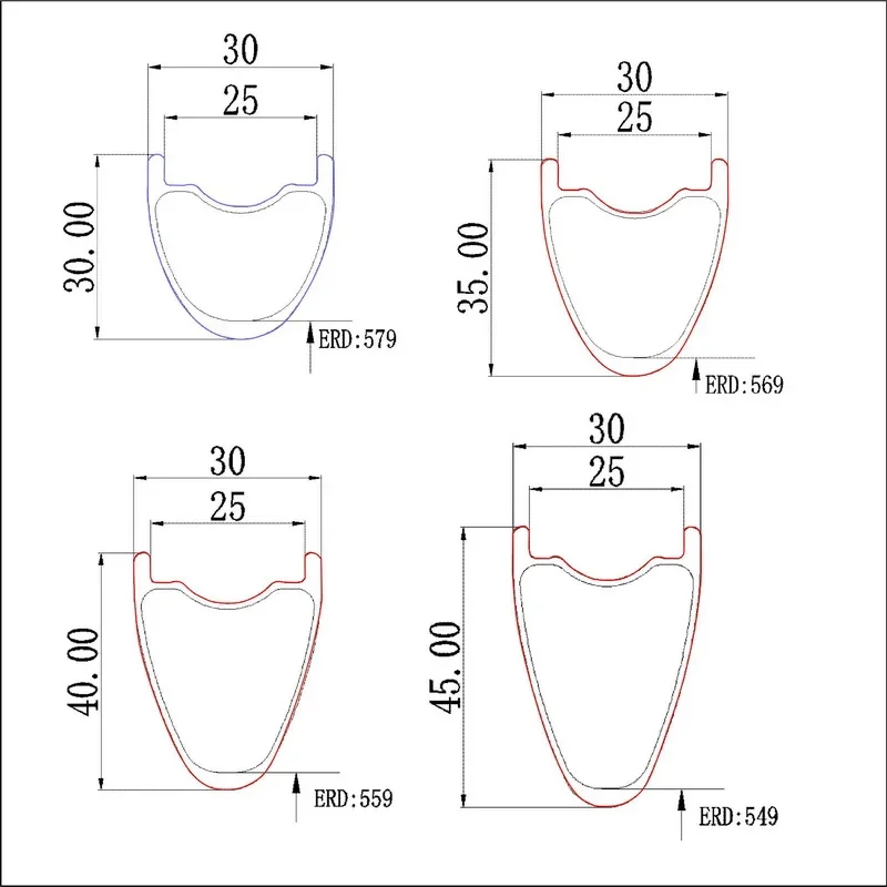 700C Hookless Gravel Road Carbon Rims 25mm Internal Width Super Light ...