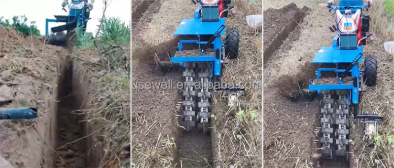 Trencher Ditcher Single Double Chain Ditch Digging Machine Hand-plush ...