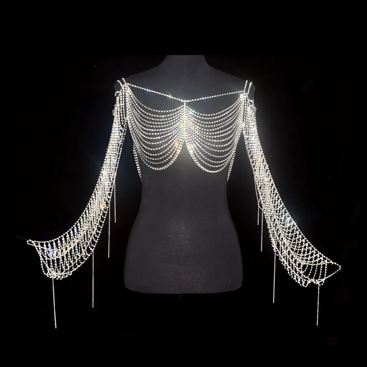 Shiny Fashion Luxury Fringed Bikini Bra Bling Body Rhinestone Chain ...