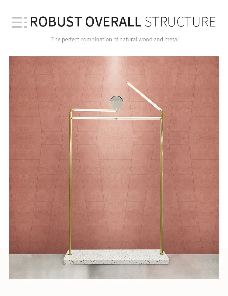 Luxury Store Fixtures Gold Clothing Display Stand Led Light Clothes ...