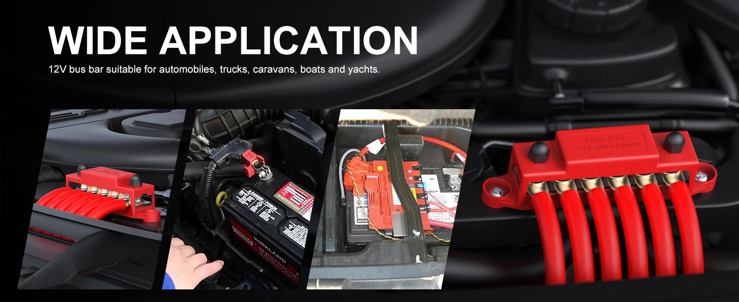 Power Distribution Bus Bar 275a 12v Flexible Copper Bus Bar Connectors 6 X 5/16" (m8) Stud ...