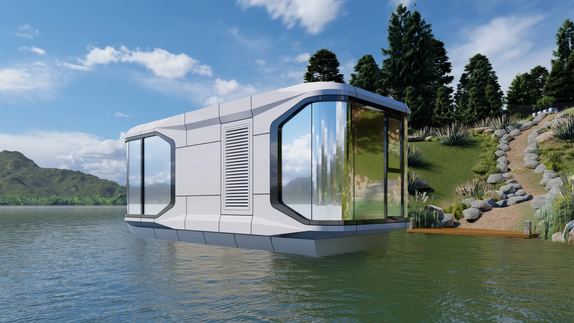 Luxury Mobile Floating Home Prefabricated Boathouse with Bedroom and ...