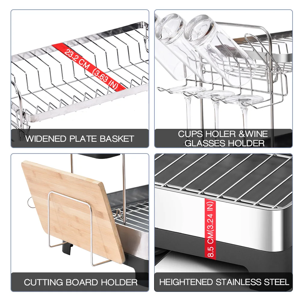 Stainless Dish Dryer Plate Rack Kitchen Organizer Storage Dish Draining ...