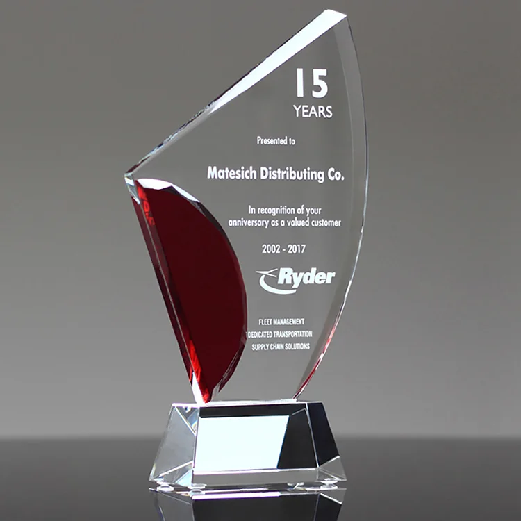Personalized Crystal Glass Trophy for Business Gifts - Customized Logo ...