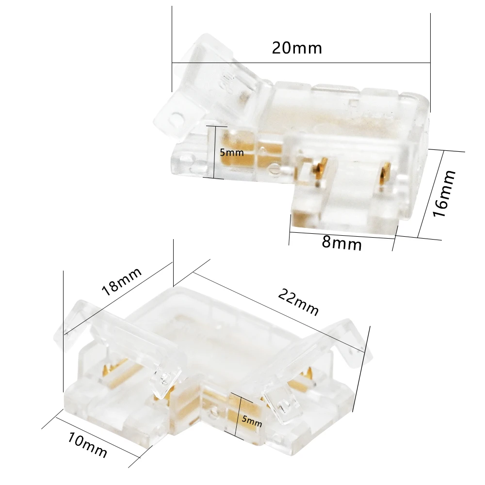 IP20 Waterproof 2Pin 3P 4P L-Shaped COB LED Strip Connectors 8mm 10mm ...