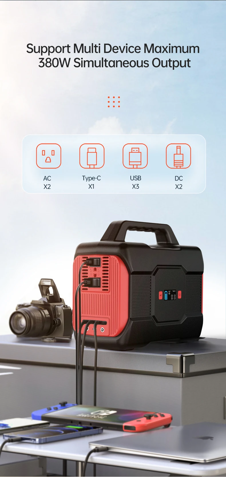 300w Portable Solar Charging Station Pure Sine Wave Power Inverter With ...