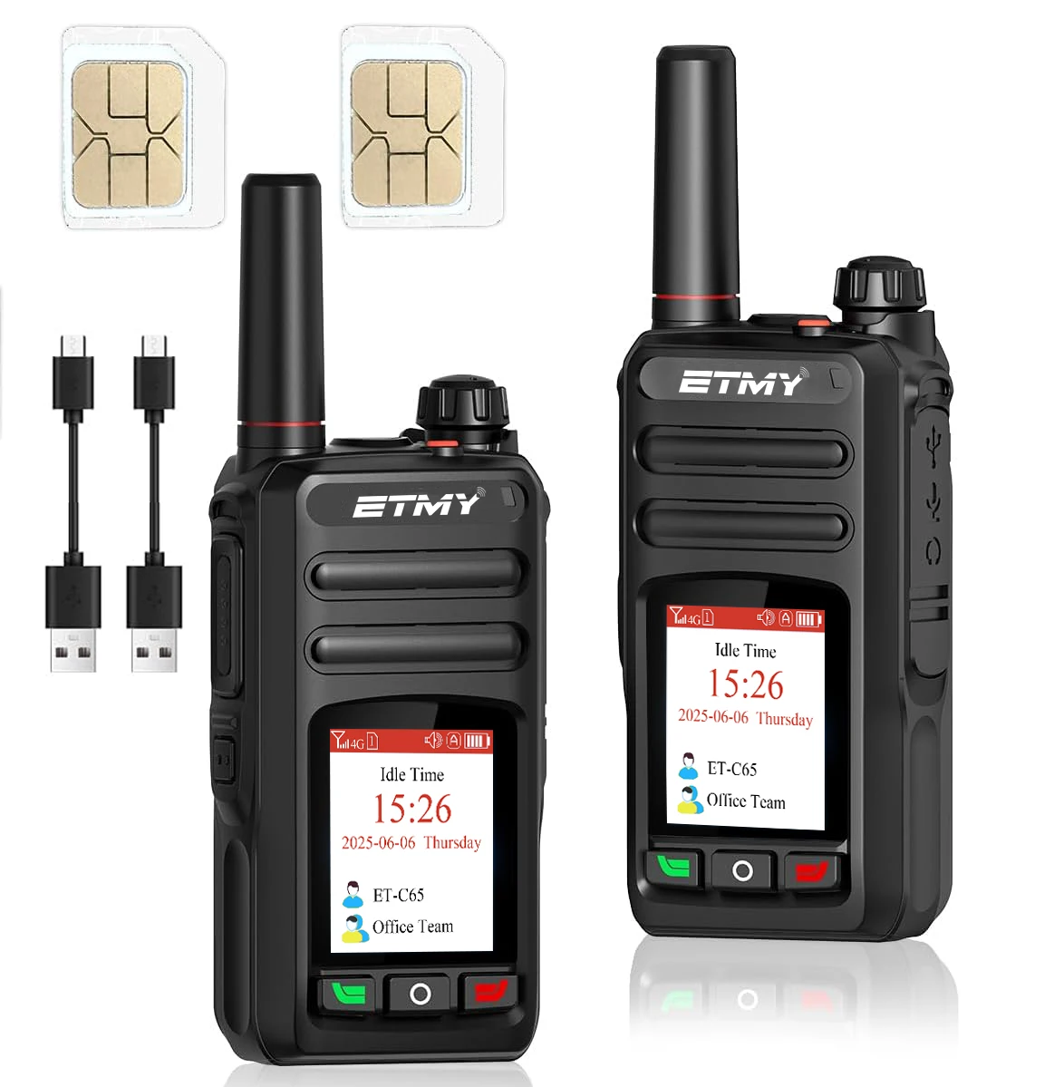 Etmy ET-C65 Portable Handheld Walkie Talkie 4G LTE POC Network PTT Two ...