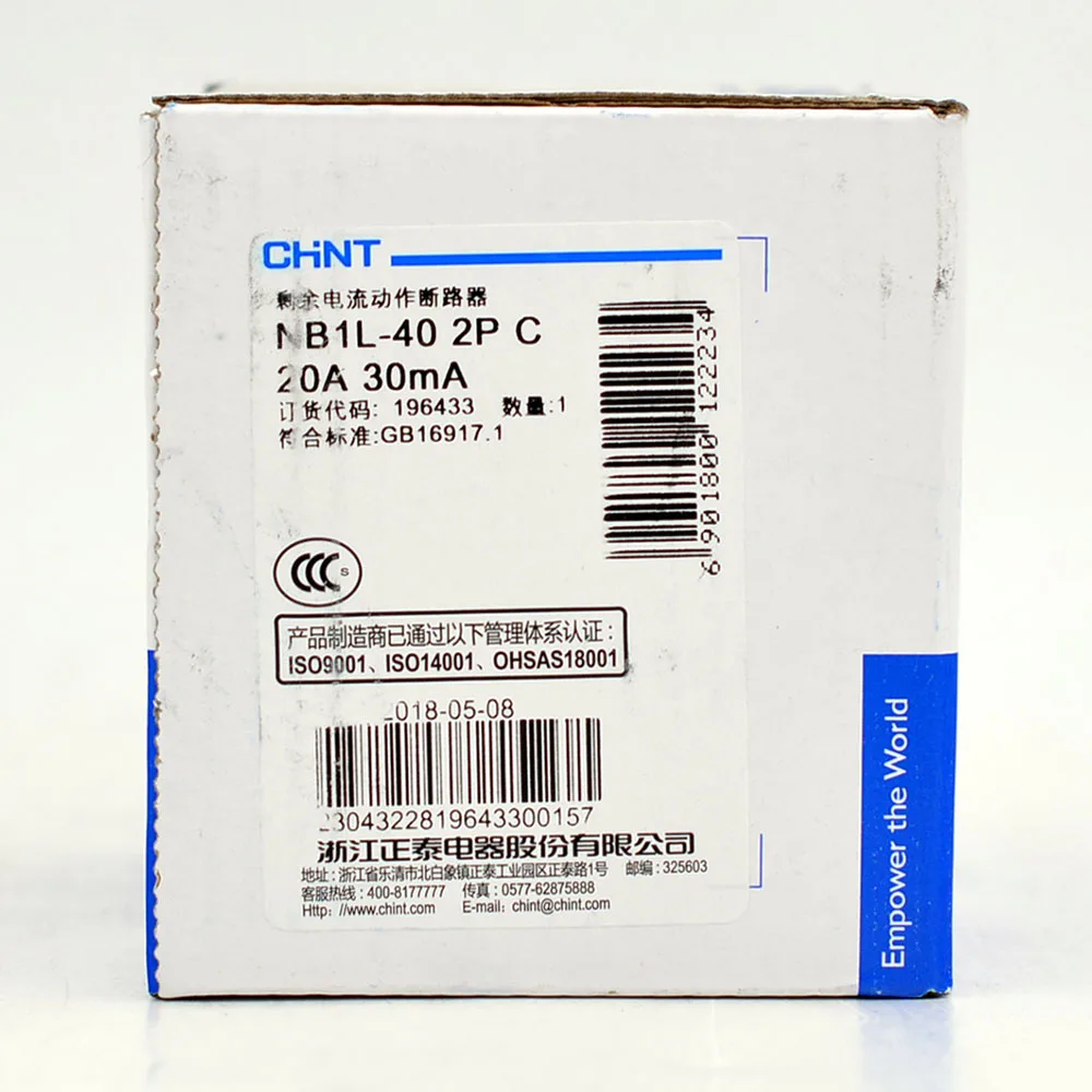 Chint Nb1l Corriente Residual Operado Disyuntor Con Protección (magnética) Nb1l-40 2p C20a 30ma ...