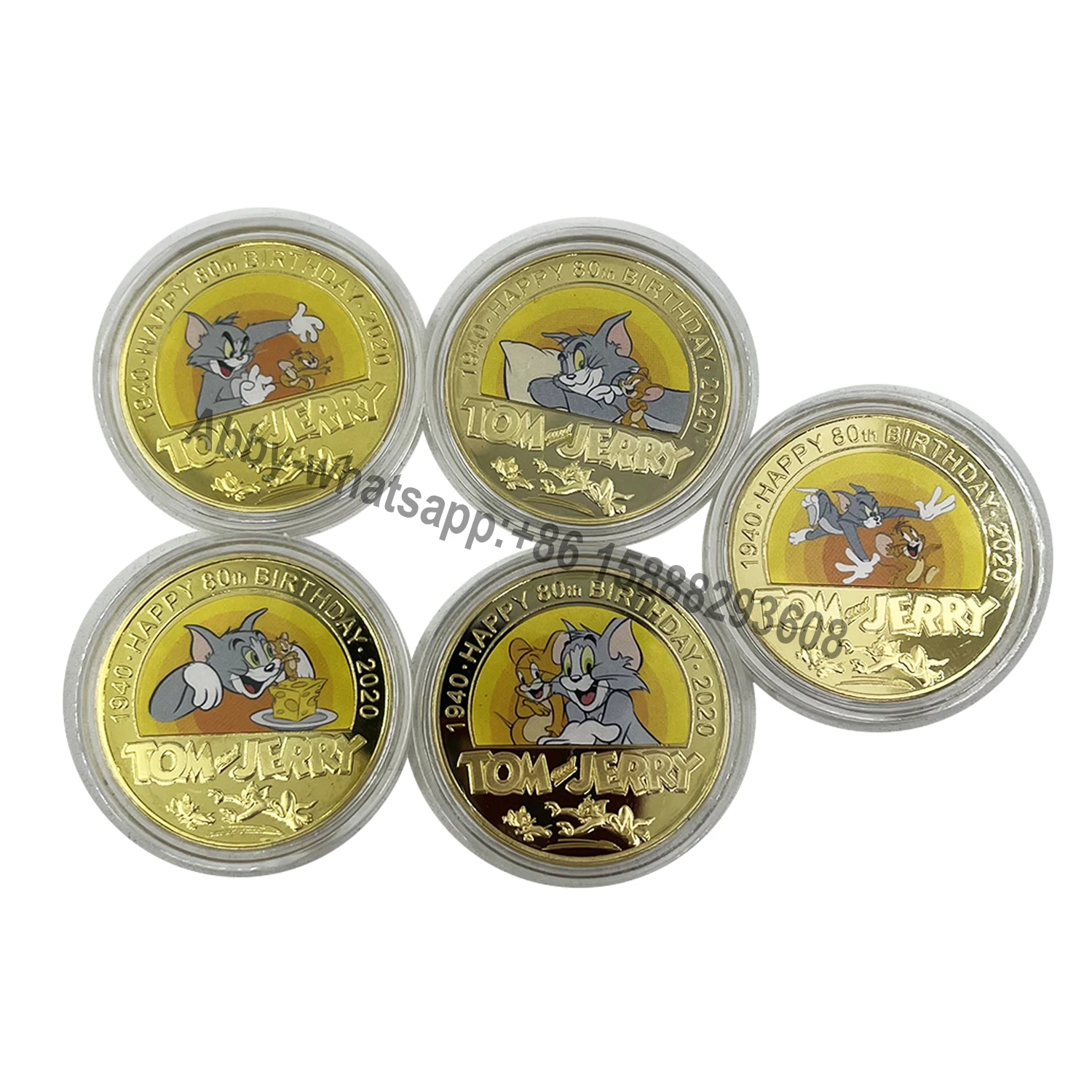 5models Anime Challenge Coin Cartoon Tom And Jerry Gold Plated Metal ...
