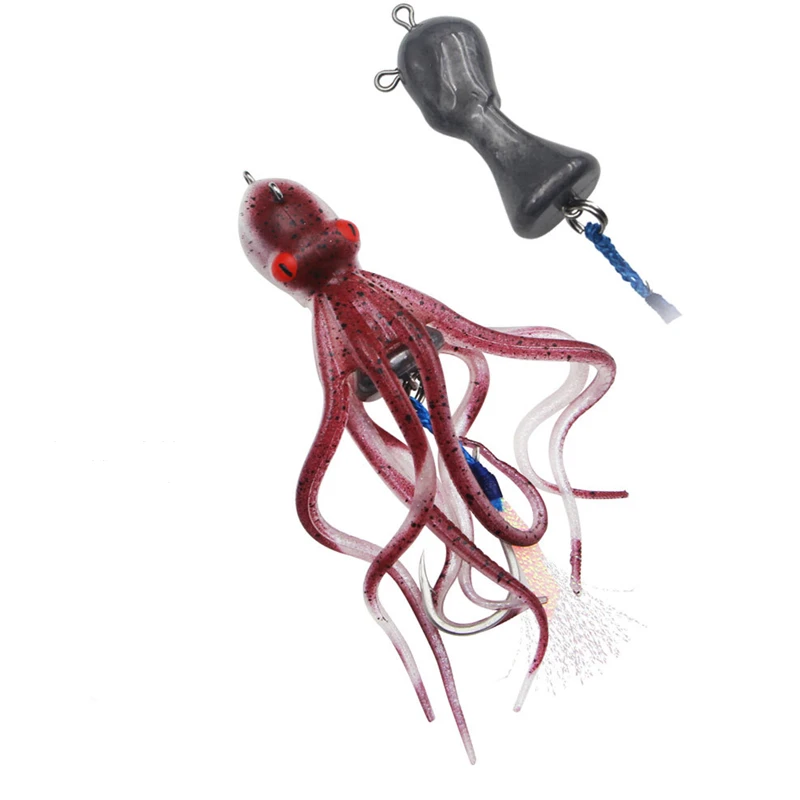 150g UV/Glow Octopus Squid Soft Jig Slow Pitch Jigging Bait Assist Hook ...