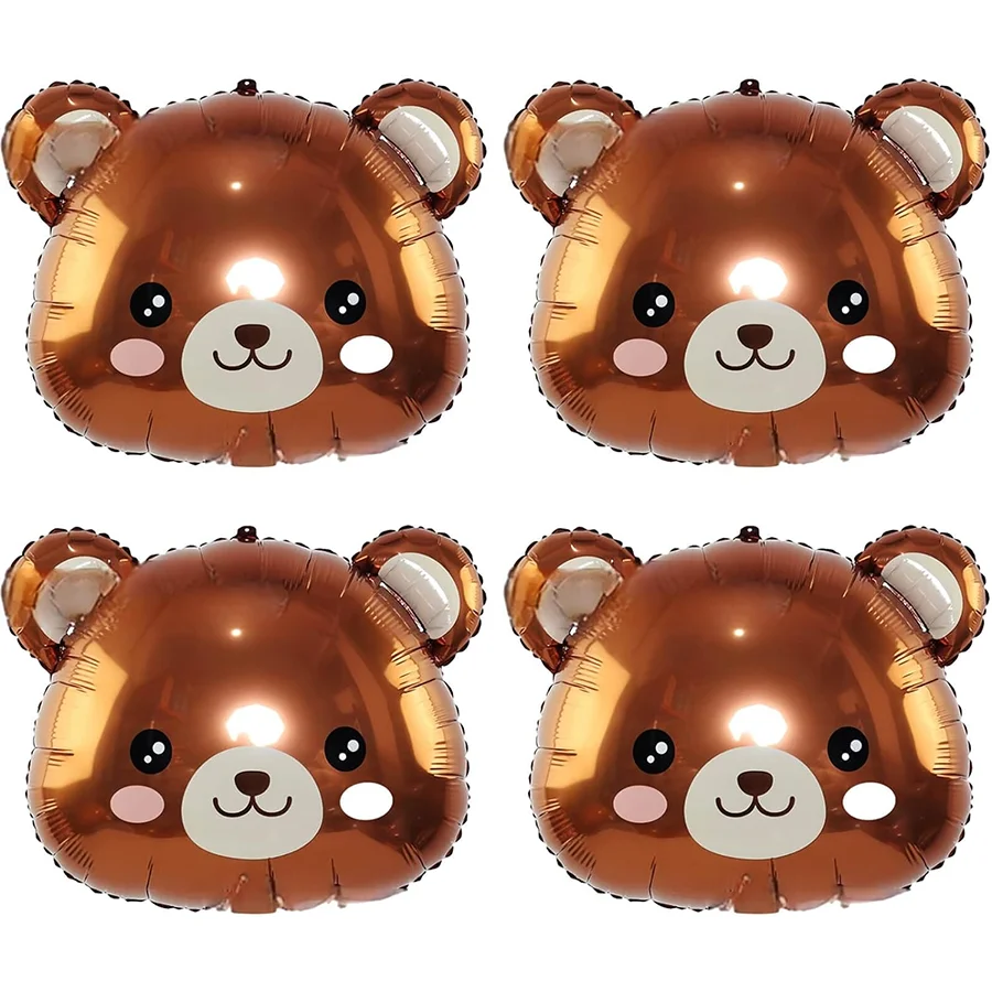 Mu Bear Head Balloons Jungle Safari Forest Animals Bear Foil Balloons ...