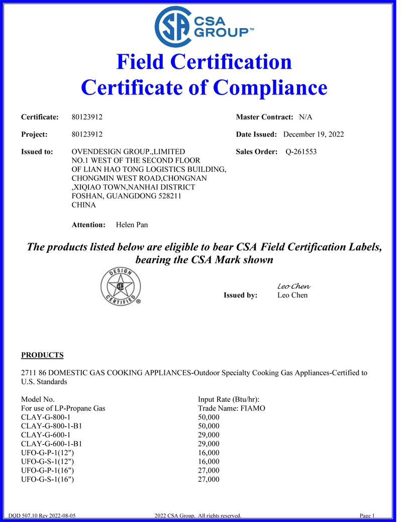 Cecsa Certificate Gas Propane Multi-fuel Pizza Oven Clay Piza Oven ...