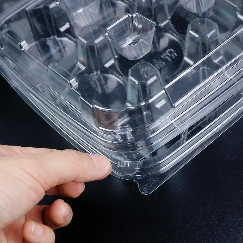 9 Cells Plastic Pastry Container Clear Clamshell Food Container Small ...