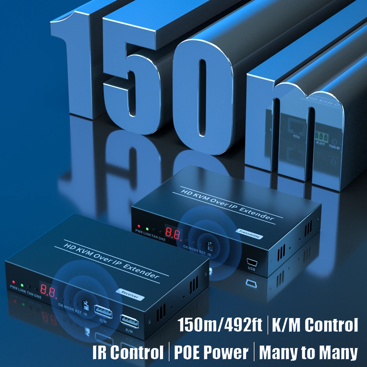 HDMI Over IP KVM Extender - 150m Transmission, 4K/1080P Resolution, IR ...