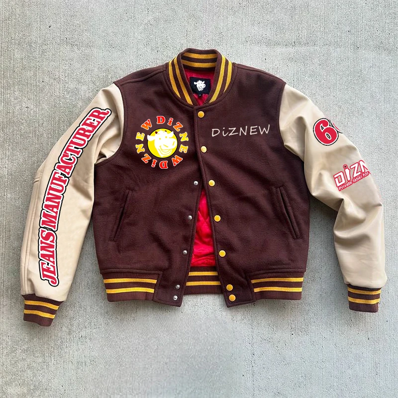 DiZNEW man letterman varsity Jacket Custom printed designer leather ...