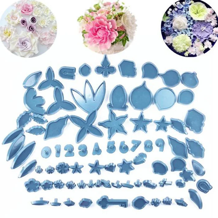 79-PIECE fondant flower cutters cake decorating embosser sugar craft ...