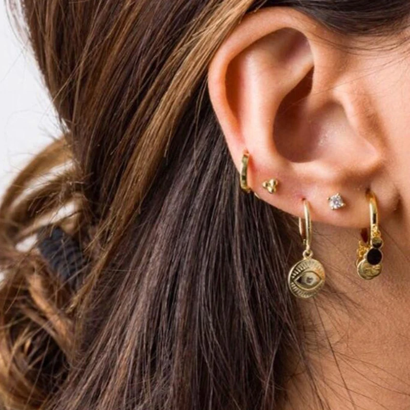 S925 Silver Devil's Eye Diamond Sterling Silver Earrings Earrings ...