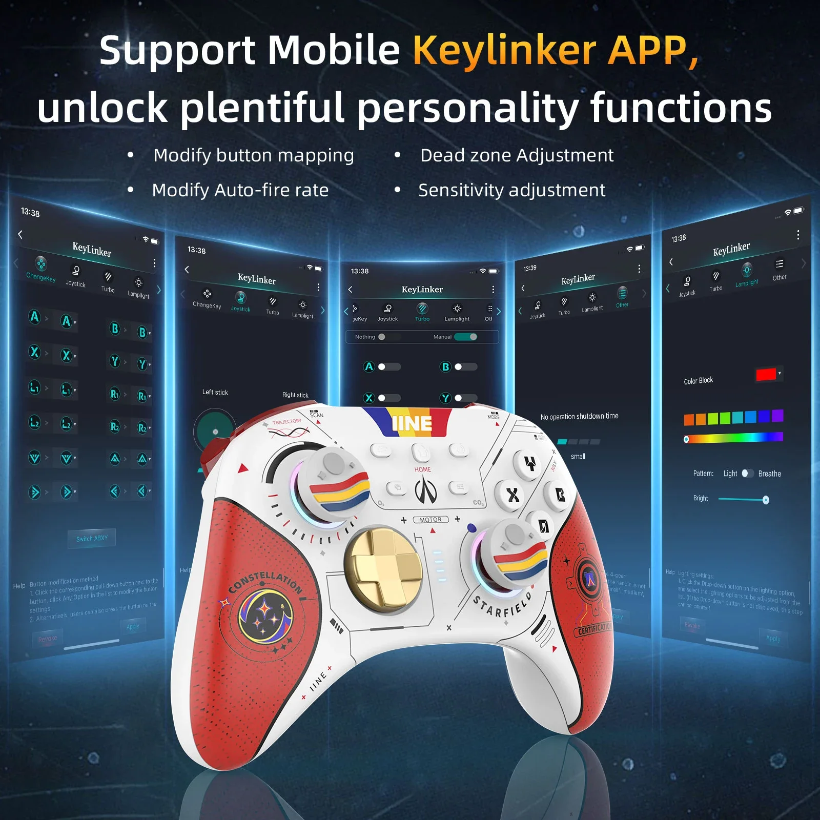 New Star-field Pc Controller Hall Effect Joystick & Nfc Amiibo With 2 ...