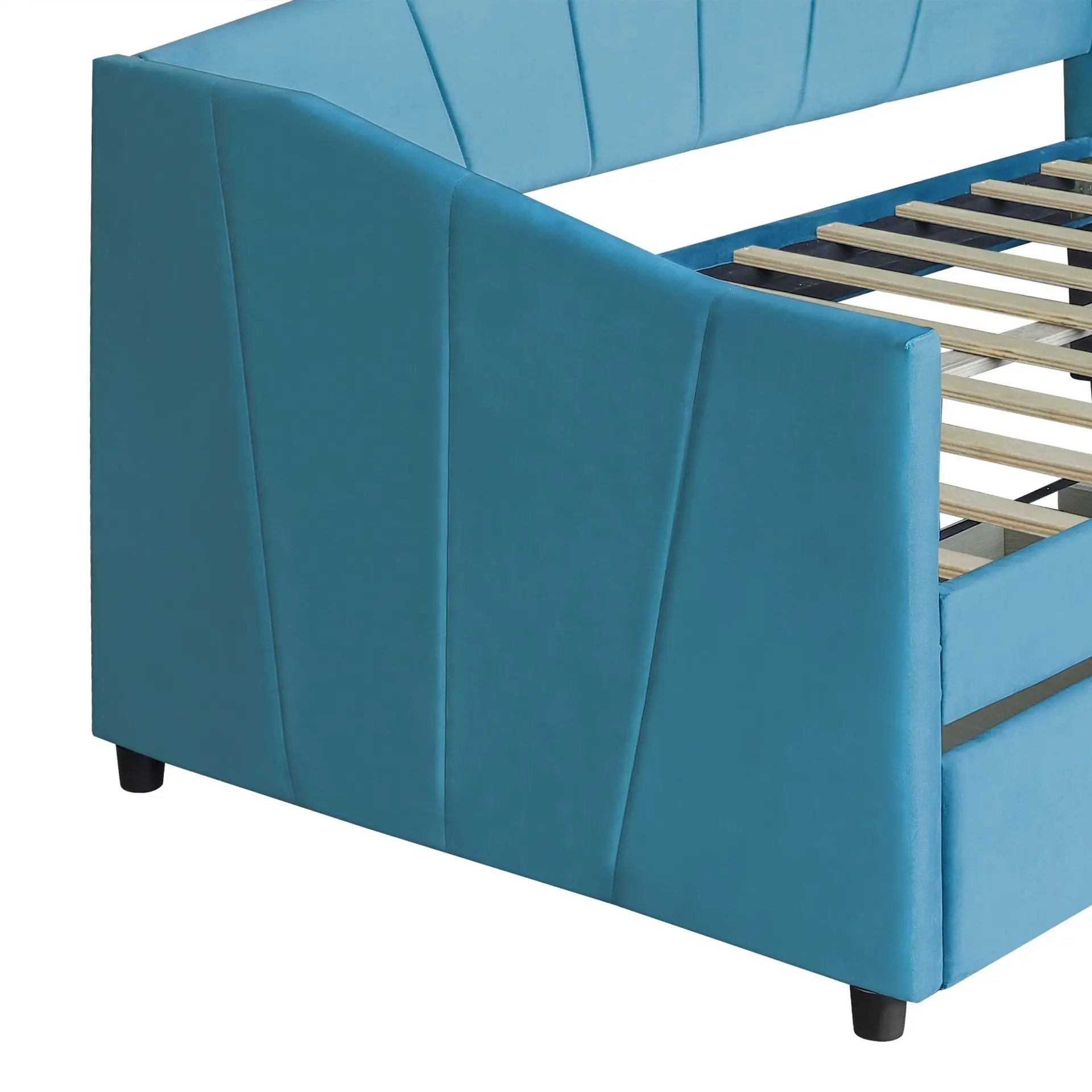 Retractable Slat Bed Base Converts Upholstered Cushioned Sofa Into Full ...