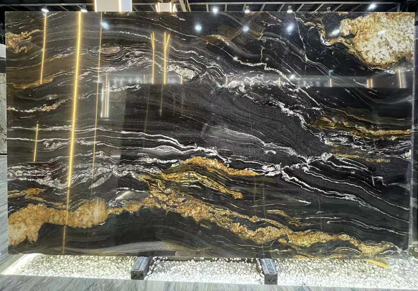 Black Taurus Marble Slab Black Fusion Kitchen Island Counter 30mm ...