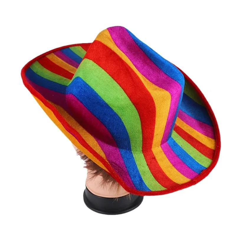 Rainbow Cowboy Hat For Adult Multi Color Striped Hat Fancy Dress Wild ...